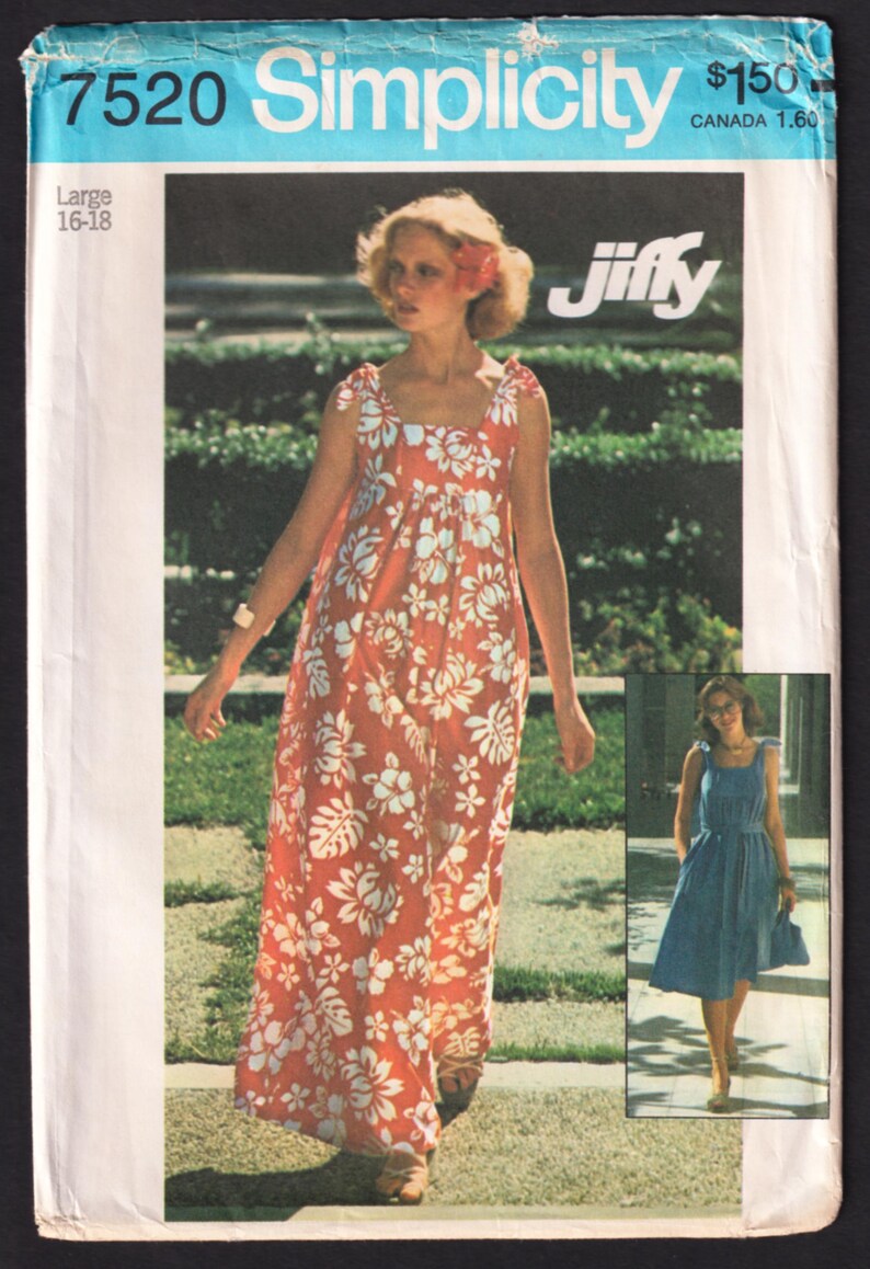 Vintage Muumuu Sewing Pattern - Sleeveless Sundress With Tie Shoulders ...