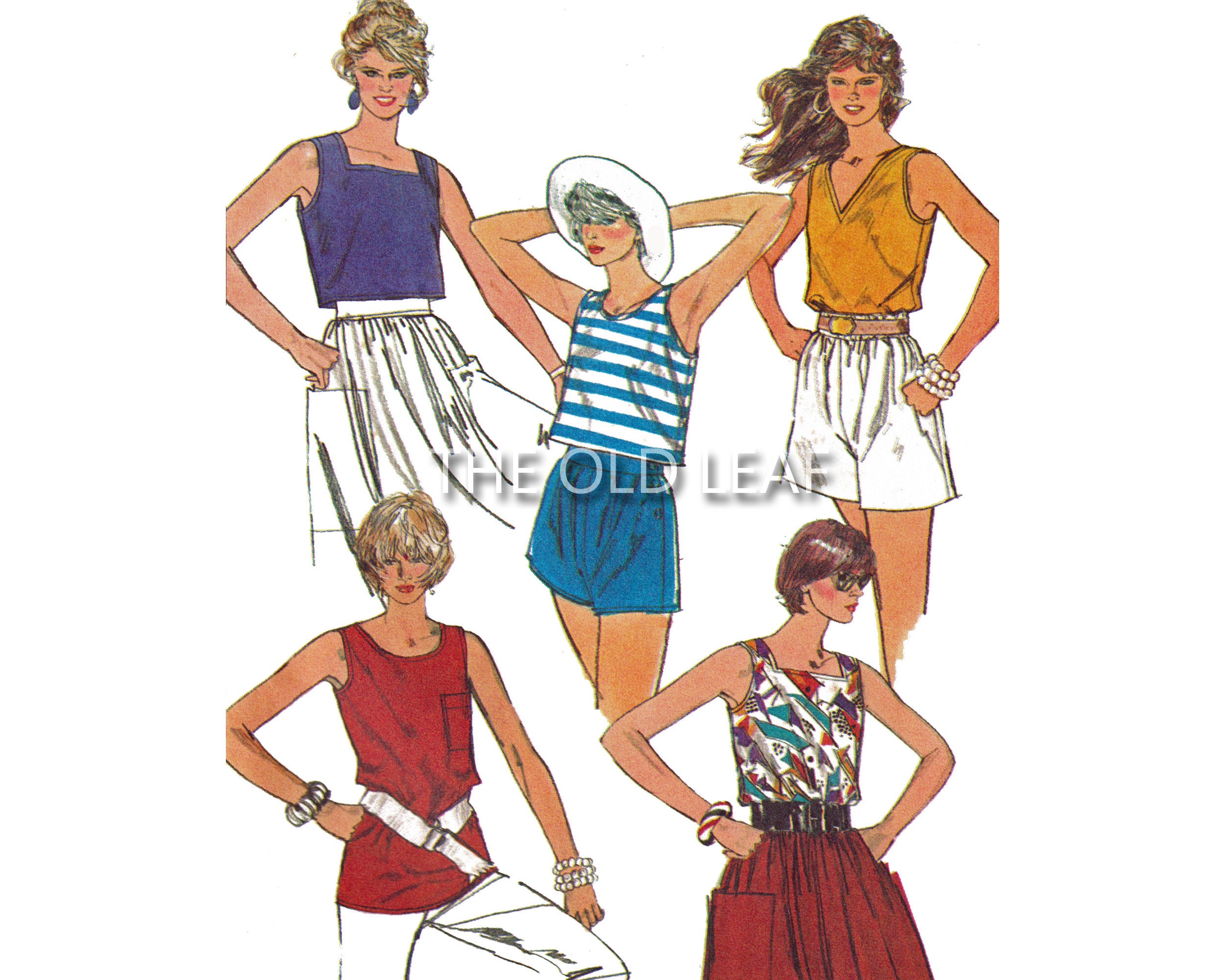 1980s Tank Top Pattern With Length & Neck Variations, Easy Simplicity ...