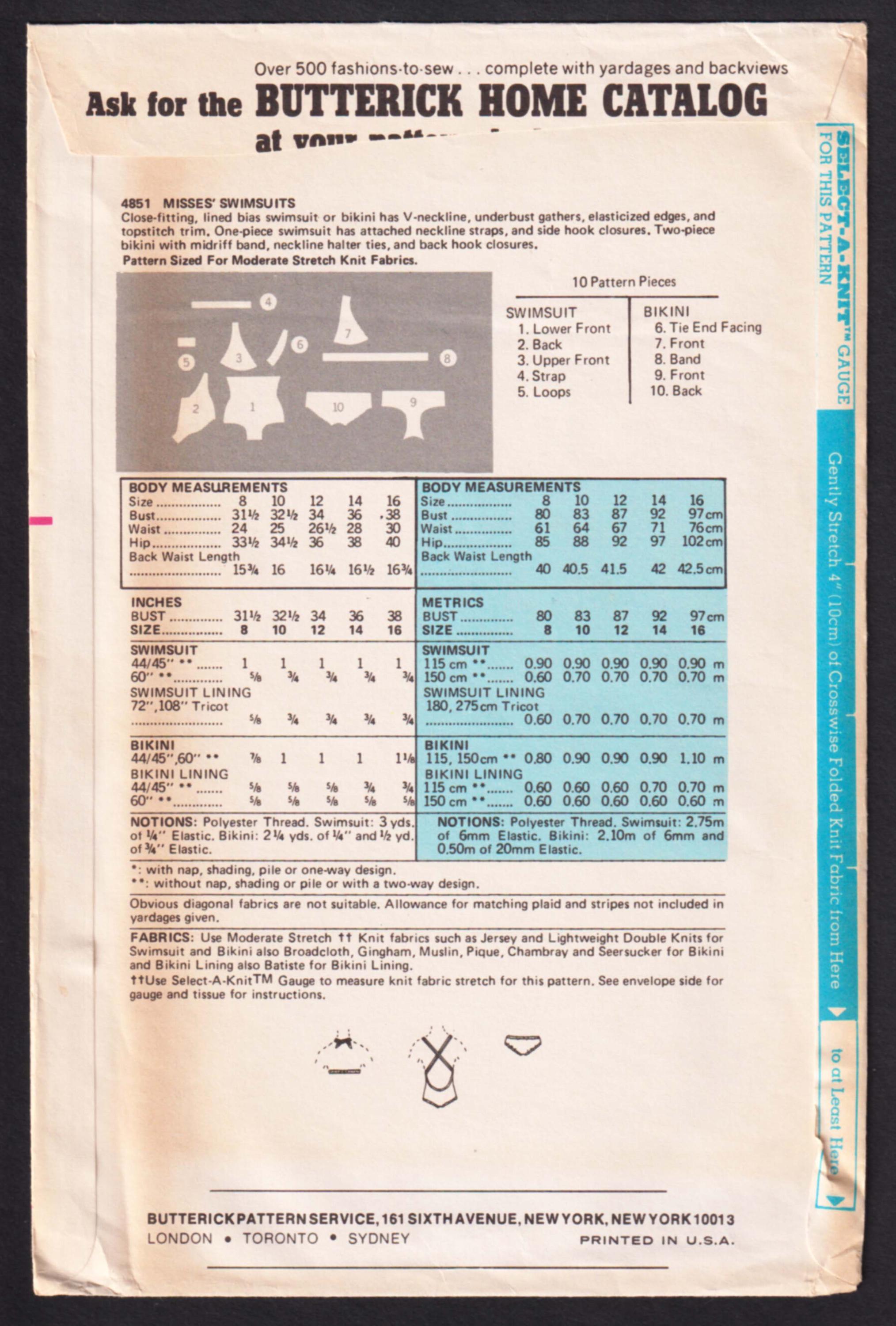 70s Boyleg Bikini & Swimsuit Sewing Pattern, Size 10 Bust 32.5 ...