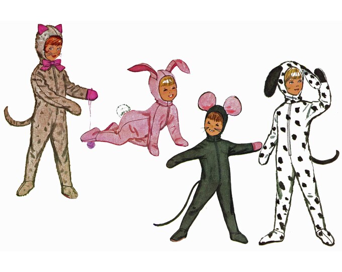 Cat, Dog, Mouse & Rabbit Costume Pattern Little Boys Girls Size 4 ...