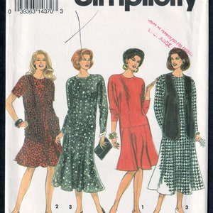 Flared Dress Pattern With Drop Waist & Vest Simplicity 8543 - Etsy