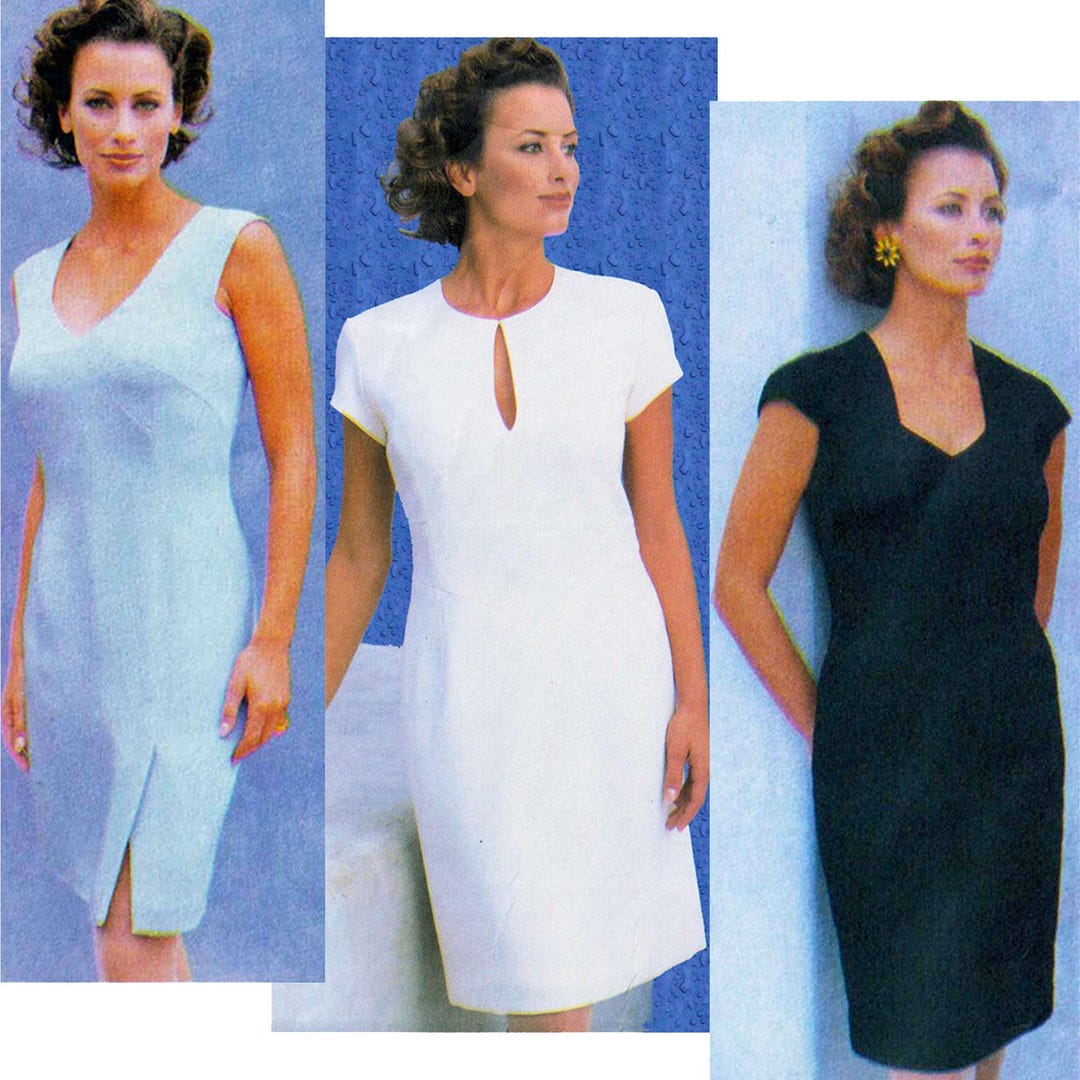 Vogue 1964 Pattern: Cocktail Dress With Neckline Options, Size 12 14 16 ...