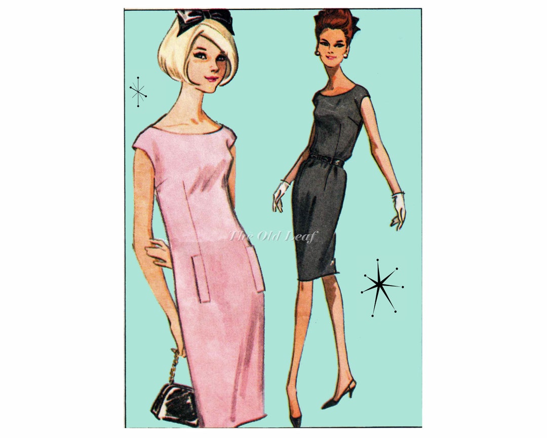 60s Wiggle Dress Pattern - Oval Neck Cocktail Dress, Mccalls P-44 ...