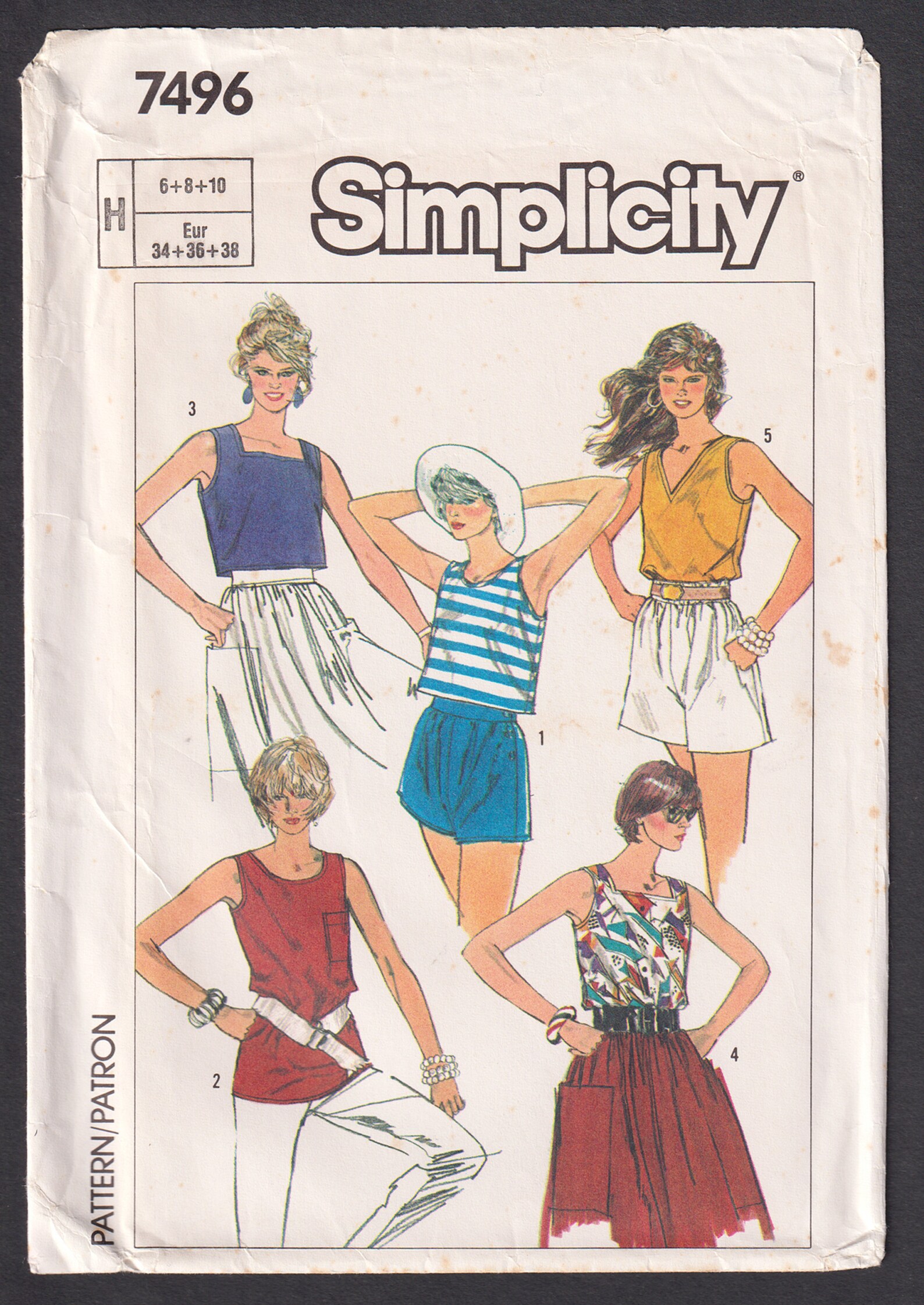 1980s Tank Top Pattern With Length & Neck Variations, Easy Simplicity ...