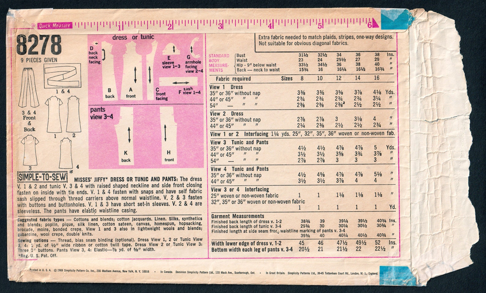 1960s Pattern Mod Pantsuit or Dress, Easy Jiffy Simplicity 8278 - Etsy