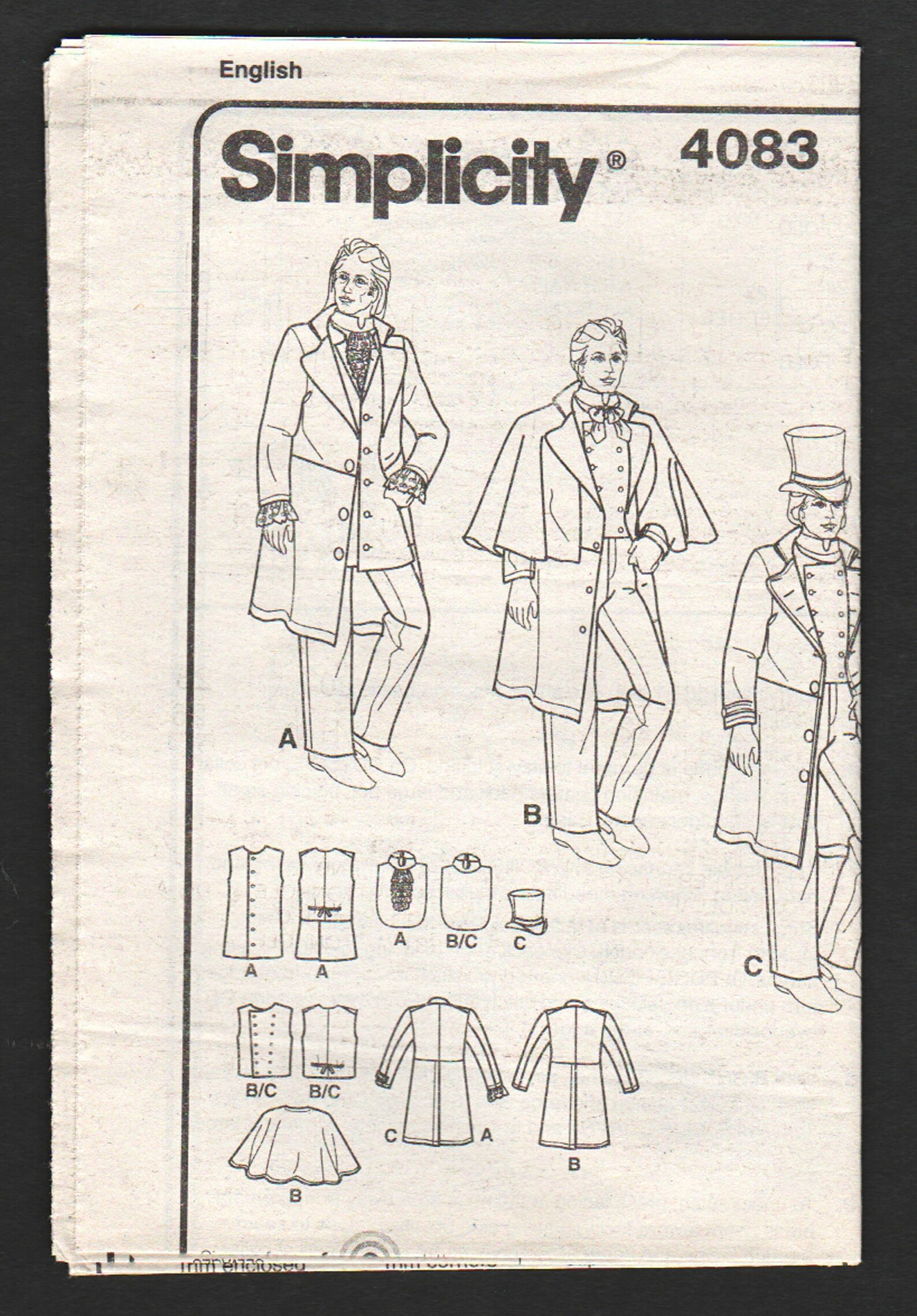 Mens Historical Victorian Costume Pattern for Steampunk, Wonka, Jack ...
