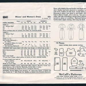 60s Portrait Collar Dress Pattern, Mccalls 6041, UNCUT - Etsy