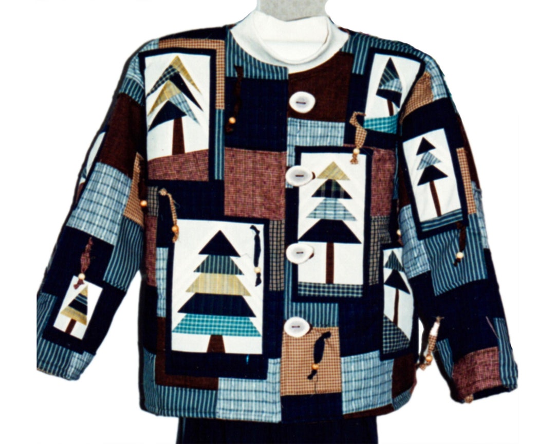 Tree-mendous Quilted Jacket Pattern, Tree Theme Pieced Quilt Coat ...