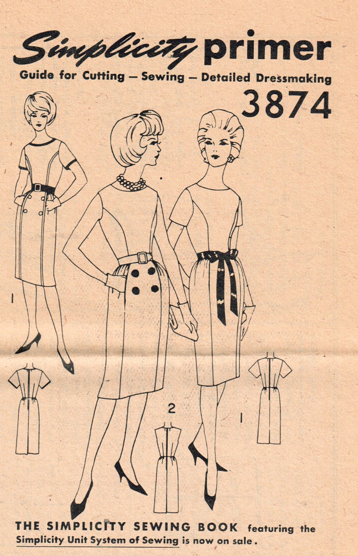 1960s Dress Pattern, Slim Fit With Pockets in Front Seams, Simplicity ...