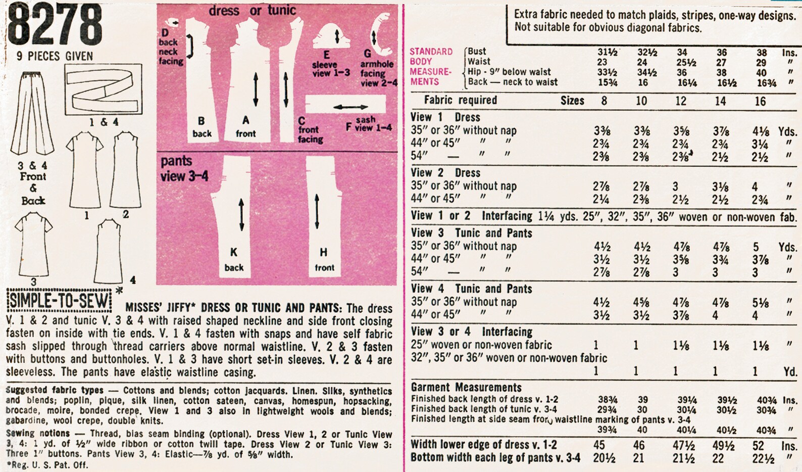 1960s Pattern Mod Pantsuit or Dress, Easy Jiffy Simplicity 8278 - Etsy