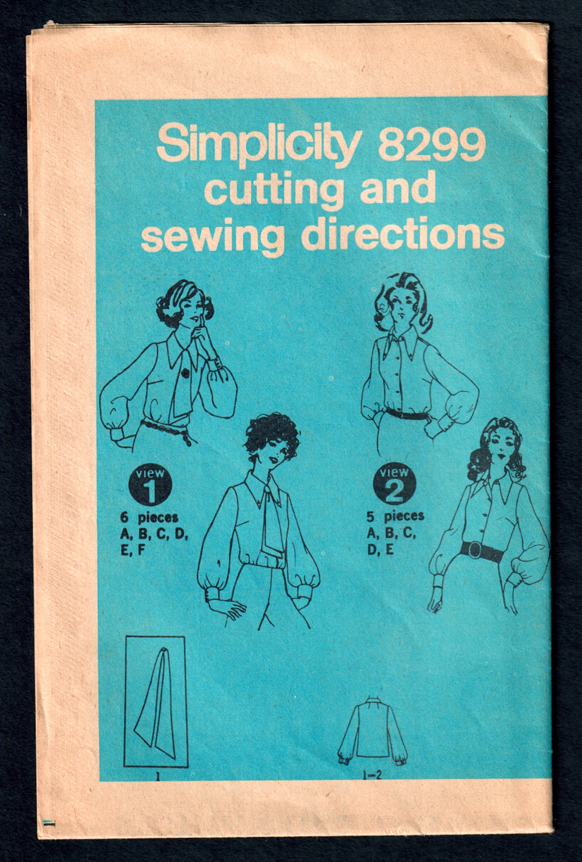 1960s Blouse Pattern With Pointed Collar and Optional Ascot, Easy Simplicity 8299 - Etsy