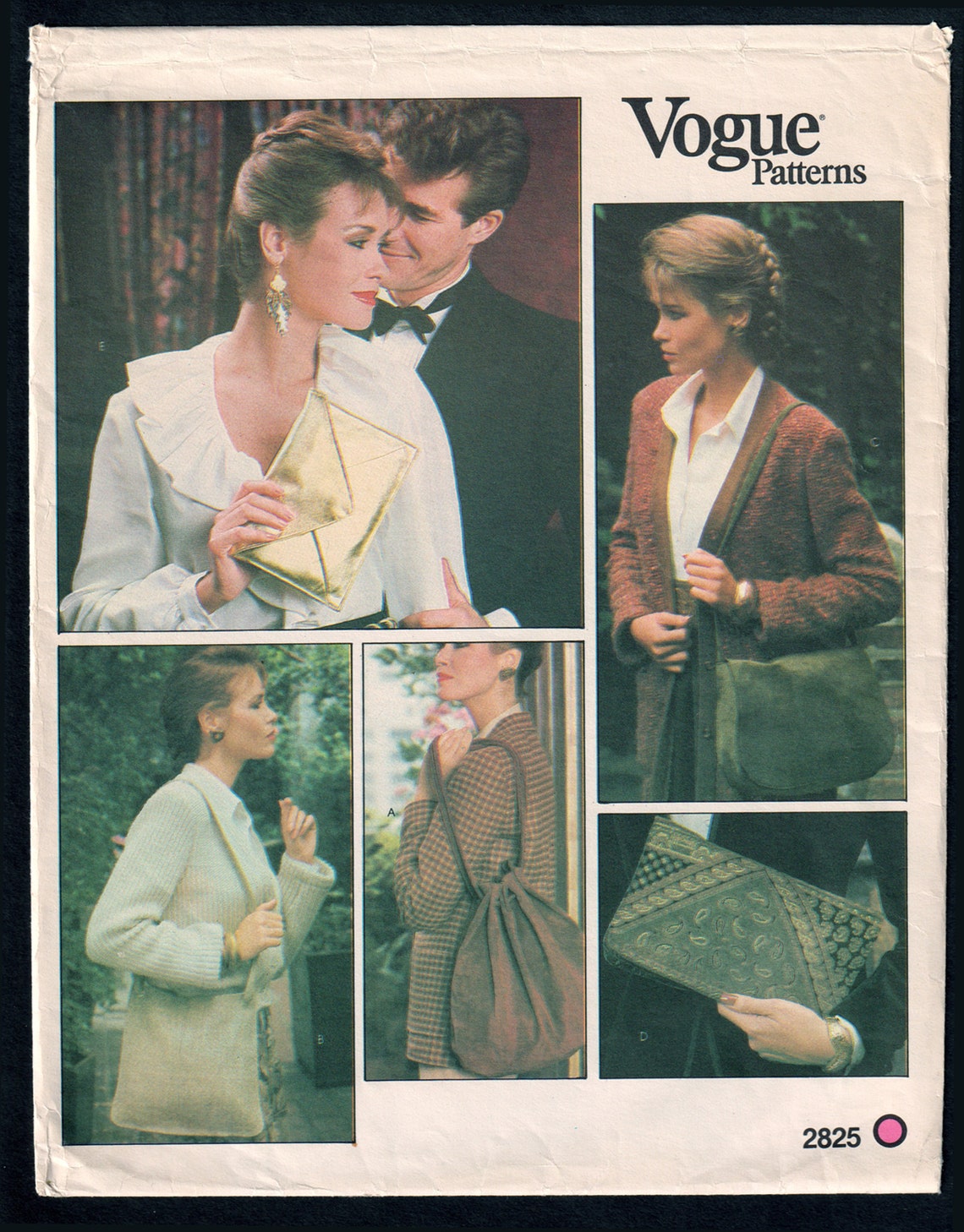 Vogue Purse Pattern Envelope Clutch, Saddle & Hobo Bag, Vogue 2825 ...