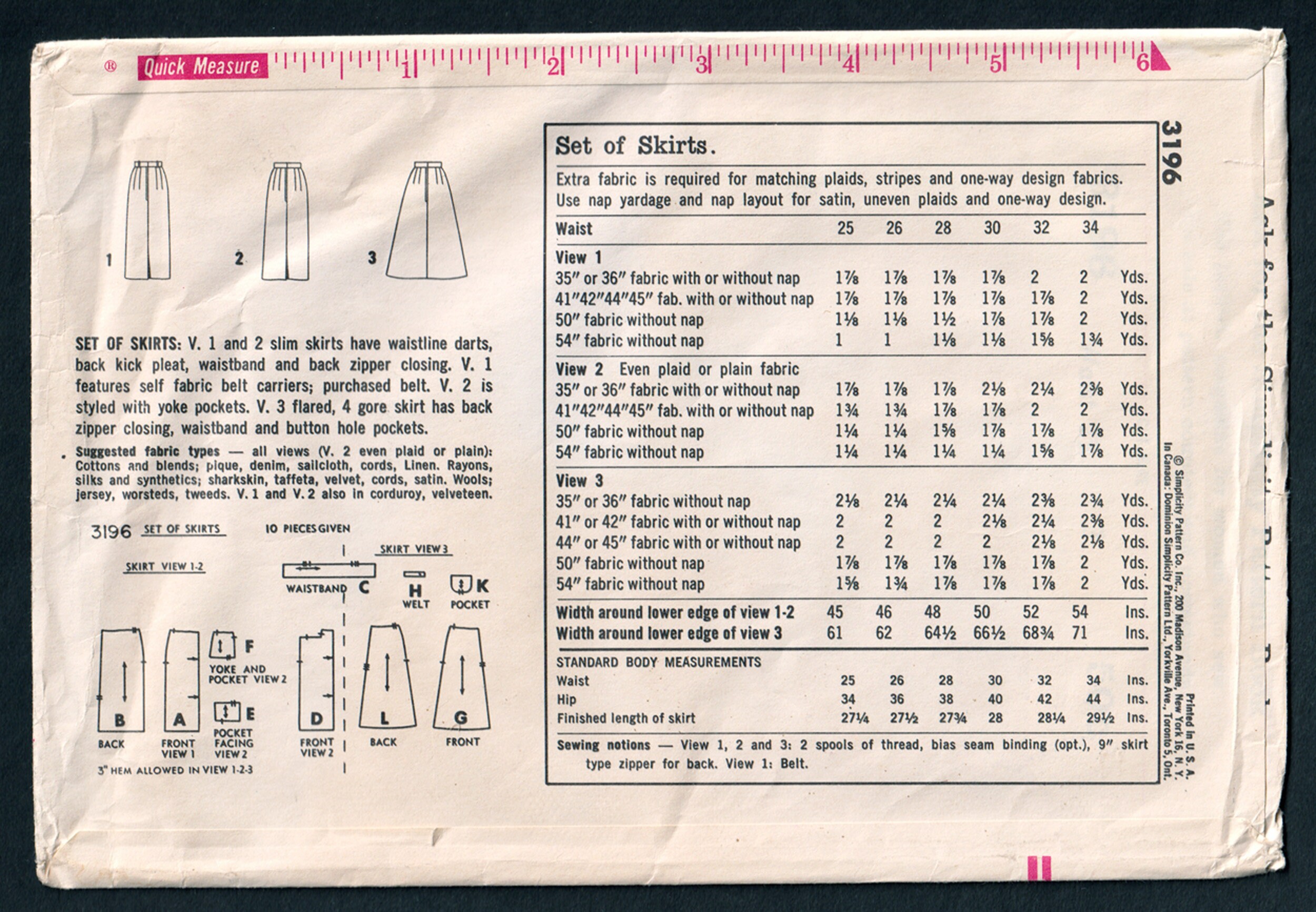 1950s Skirt Pattern, Straight Slim Skirt or Flared Gored Skirt ...
