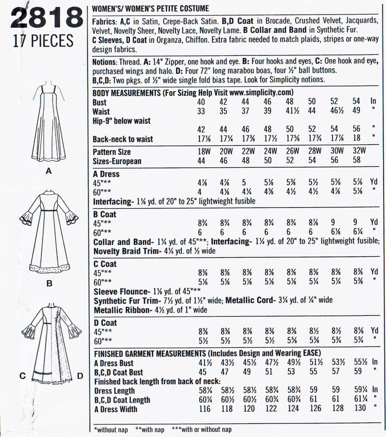 Witch, Angel & Queen Costume Pattern in Plus Sizes 18W-24W, Simplicity ...