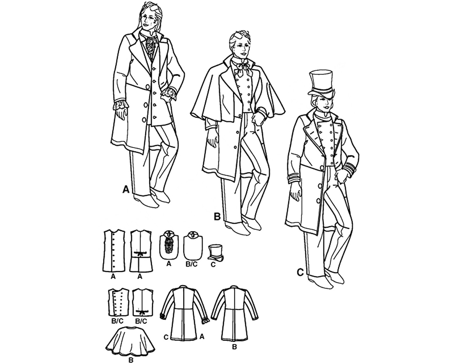 Mens Historical Victorian Costume Pattern for Steampunk, Wonka, Jack ...
