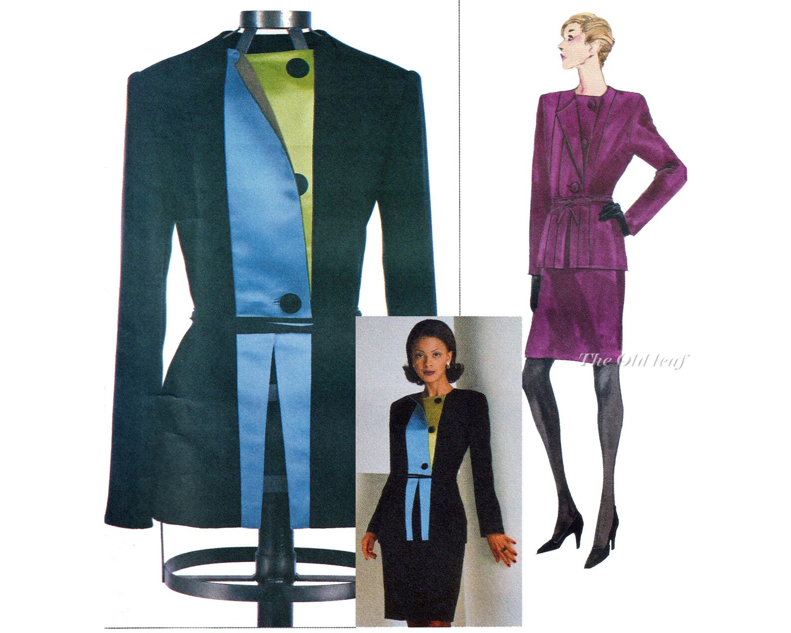 Two Piece Dress Sewing Pattern Asymmetric Contrast Jacket Top ...