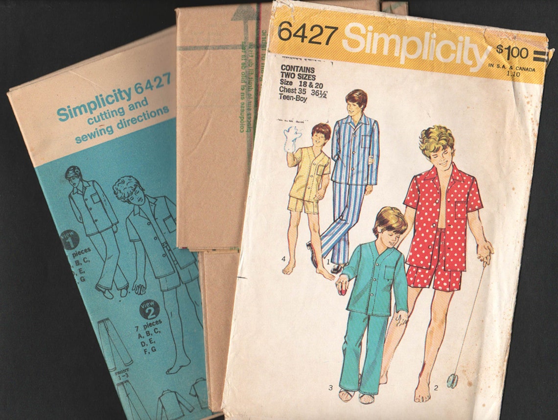 Vintage Pajama Pattern for Boys, Simplicity 6427, UNCUT - Etsy