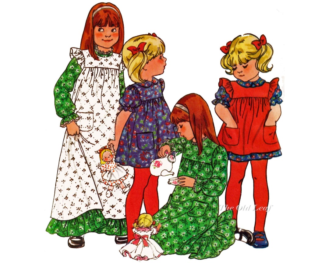 Girls 1970s Modest Dress Pattern With Optional Pinafore in Mini or Full ...