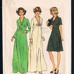 1970s Dress Pattern With High Waist, Evening or Cocktail Length ...