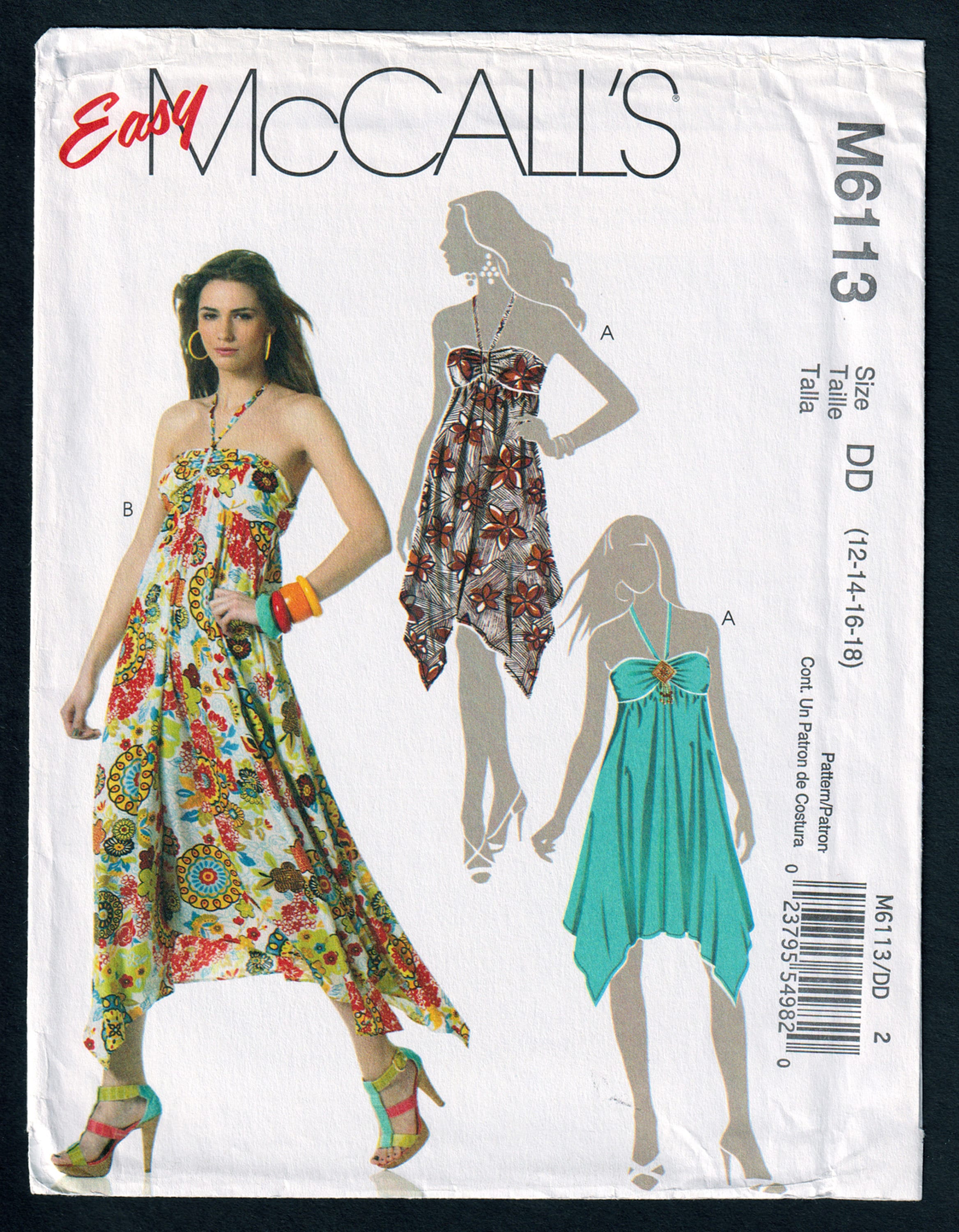 Easy Halter Dress Pattern With Shark Bite Hem, Mccalls M6113, UNCUT - Etsy