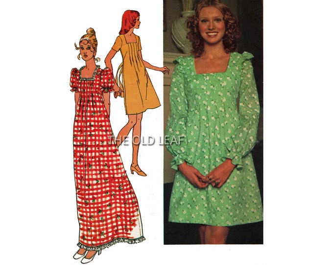 1970s Sewing Pattern Empire Mini Maxi Dress, Simplicity 5012 - Etsy