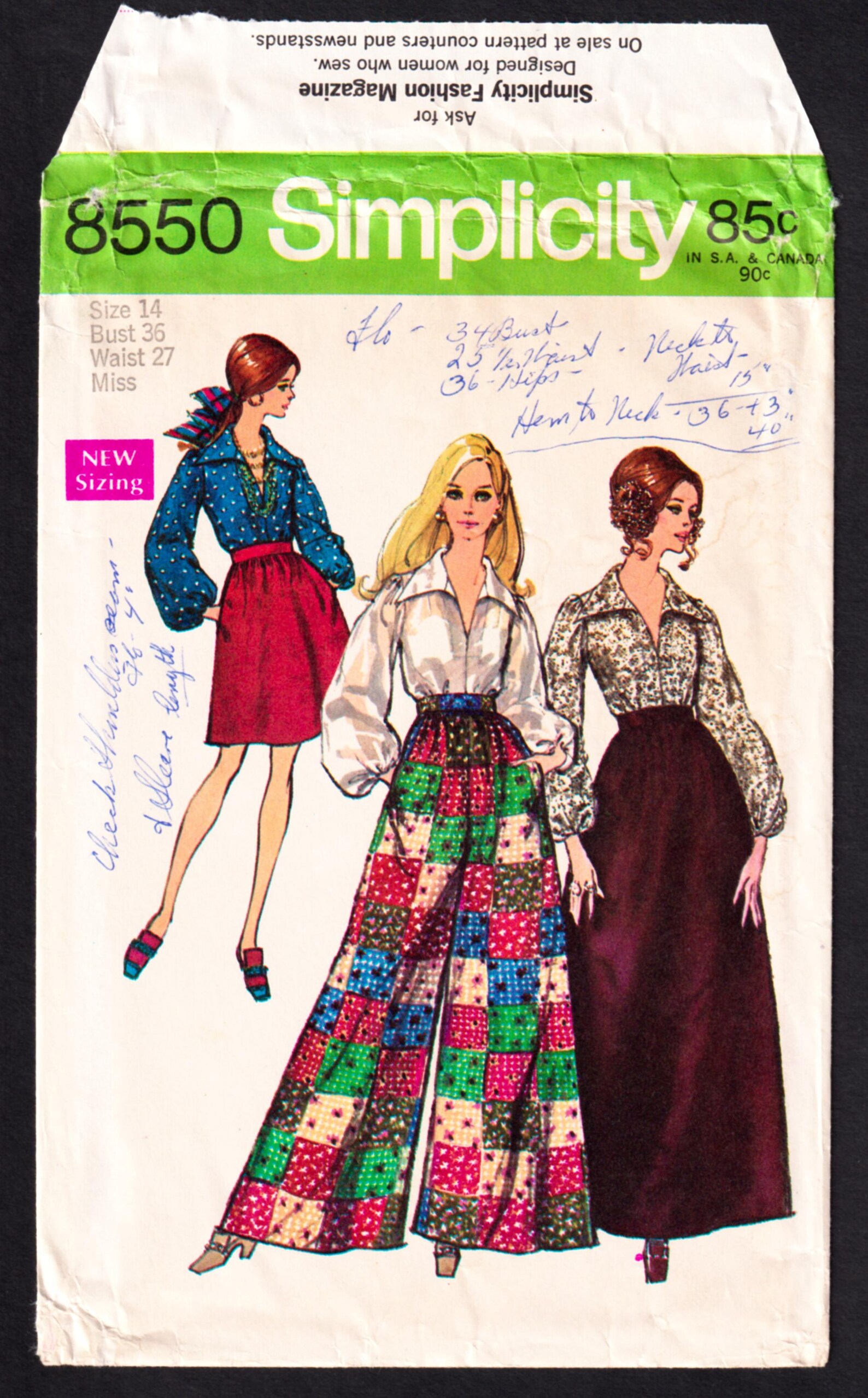 Mod 60s 70s Sewing Pattern for Palazzo Pants, Maxi Skirt & Pointed ...