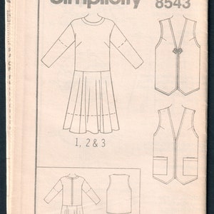 Flared Dress Pattern With Drop Waist & Vest Simplicity 8543 - Etsy