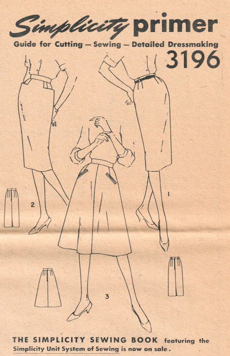 1950s Skirt Pattern, Straight Slim Skirt or Flared Gored Skirt ...