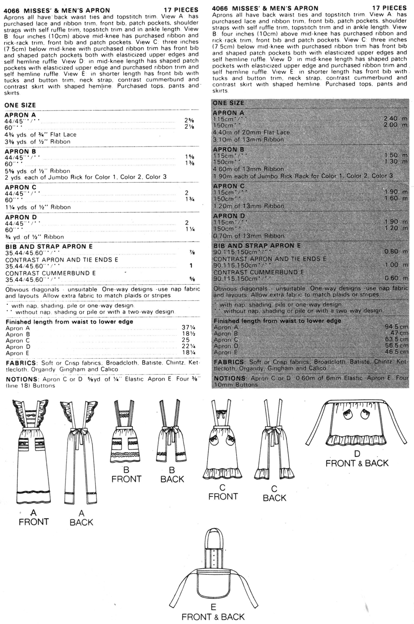 Apron Sewing Pattern - Mens Tuxedo Style, Mrs Claus Frilly Apron ...