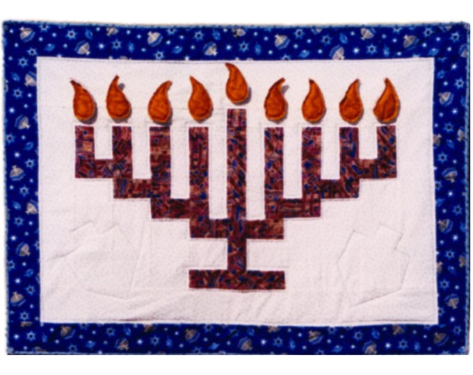 Menorah Wall Quilt Pattern With Attachable Fabric Flames for Nightly ...