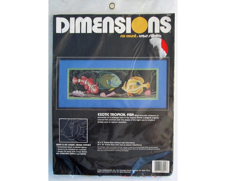 Tropical Fish Cross Stitch Kit, Dimensions 3944 - SEALED - Etsy