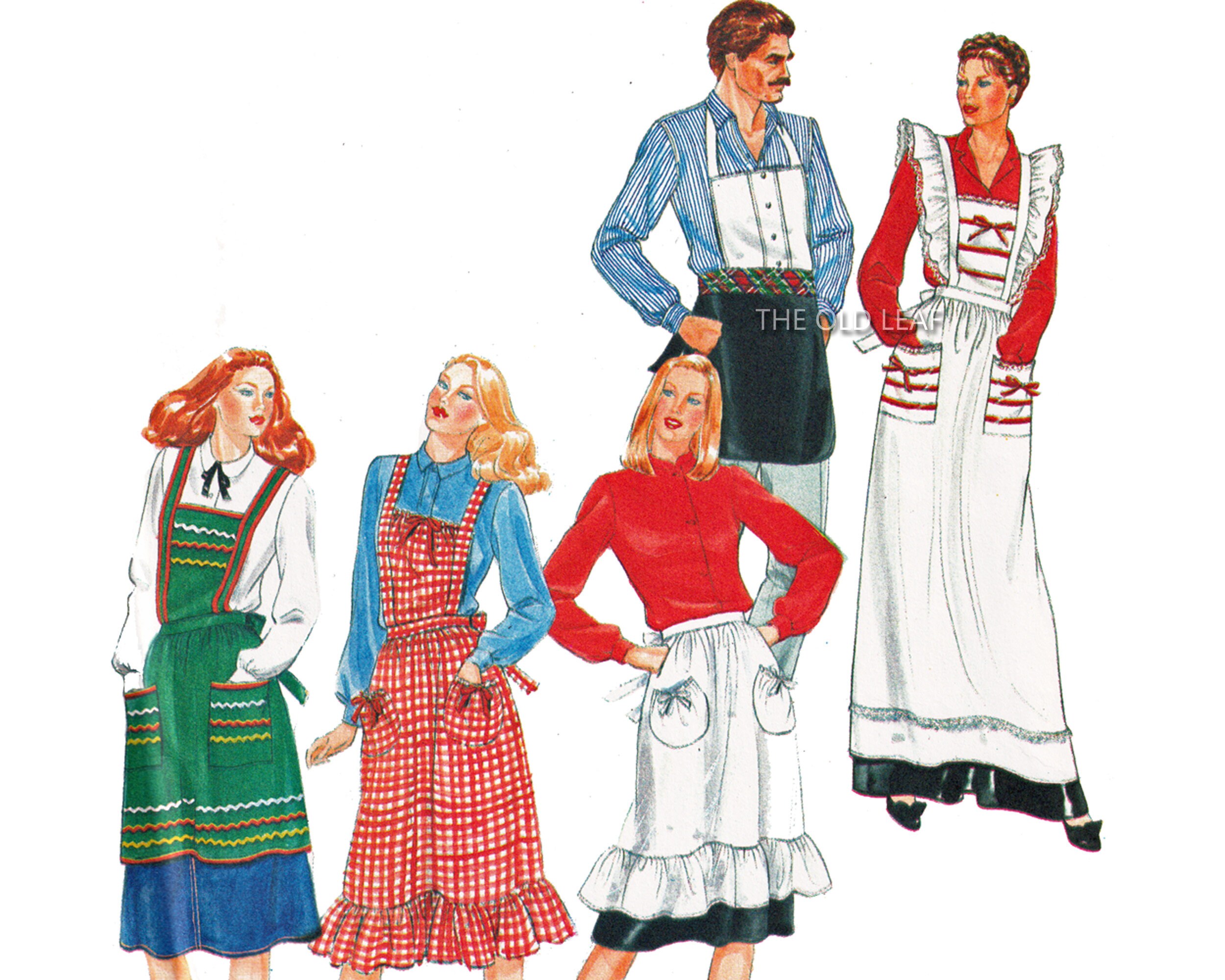 Apron Sewing Pattern - Mens Tuxedo Style, Mrs Claus Frilly Apron ...