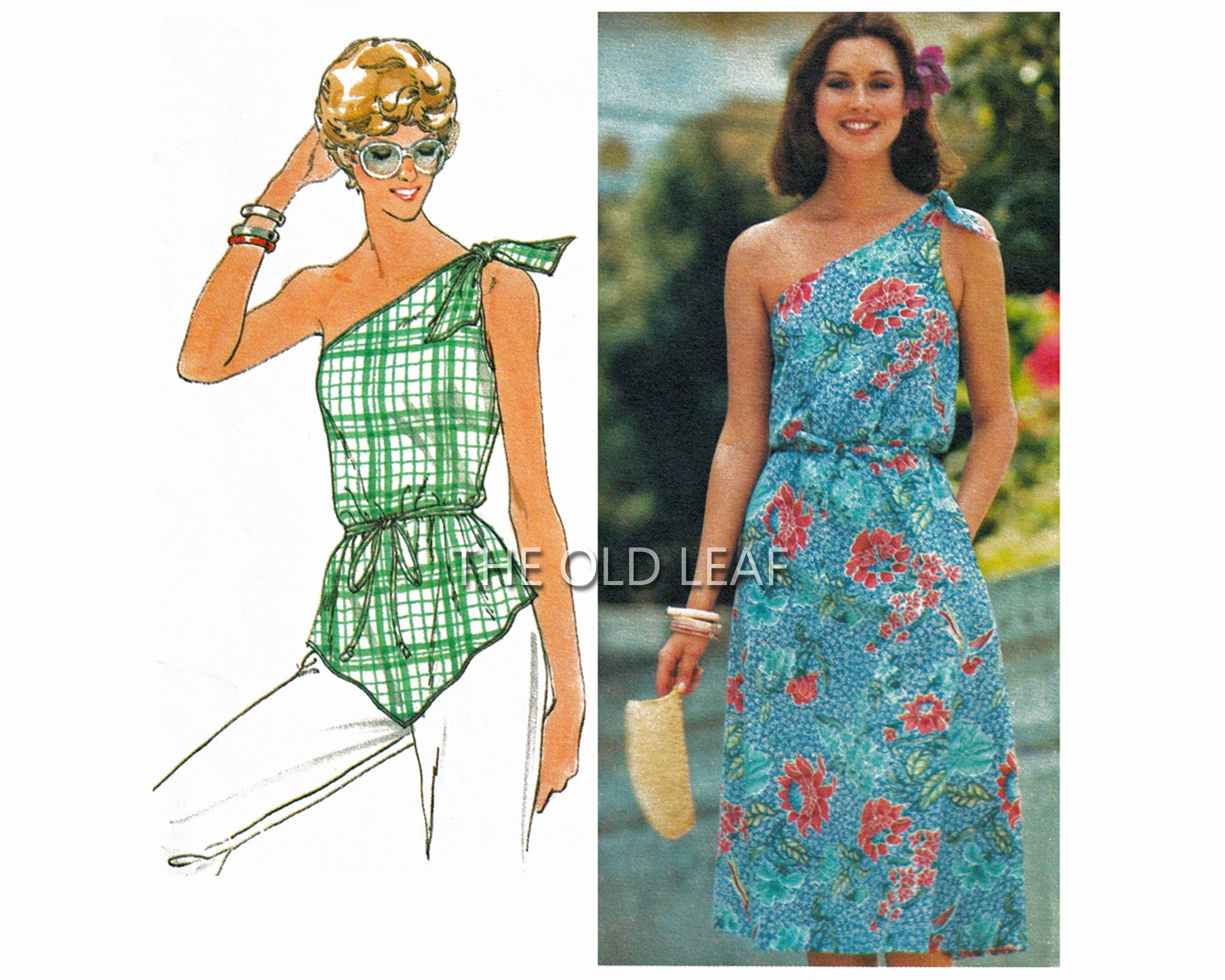 Sewing Pattern One Shoulder Dress or Top, Easy 1970s Butterick 5432 ...