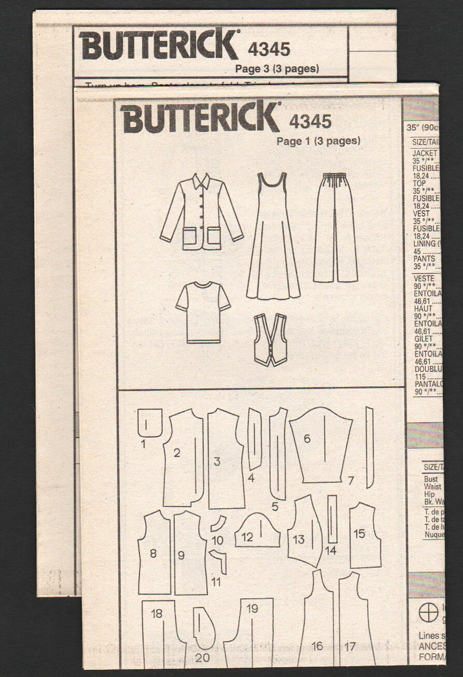 Easy Sewing Pattern for Jumper, Pants, Vest, Top & Jacket, Butterick ...