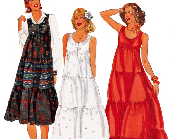 1970s 1980s Tiered Sun Dress Pattern in 2 Lengths, Size 16 Bust 38 ...