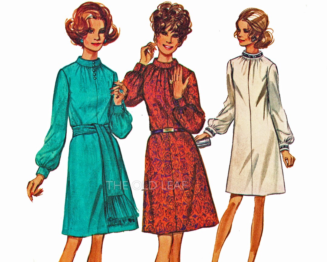 Mod 70s Dress Pattern With Band Collar & Sash, Simplicity 8988 - UNCUT ...