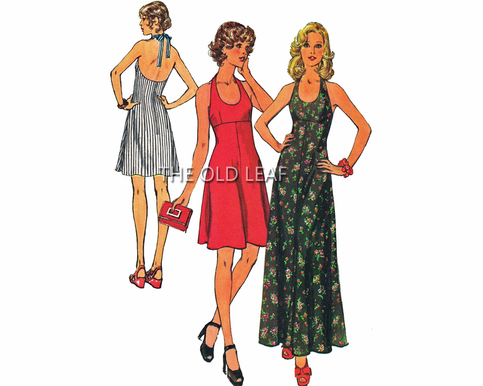 1970s Halter Dress Pattern in Two Lengths, Simplicity 5916 - Etsy
