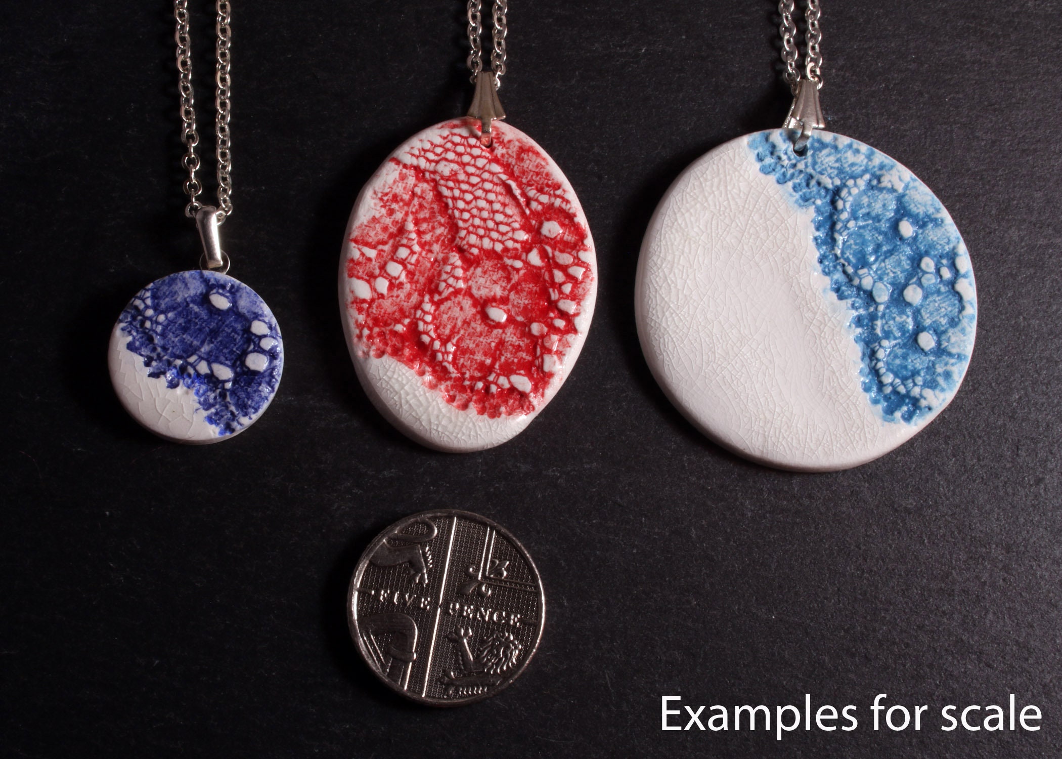 Lace Pendant Black, Oval, Lace Necklace, Ceramic Jewellery, Lace ...