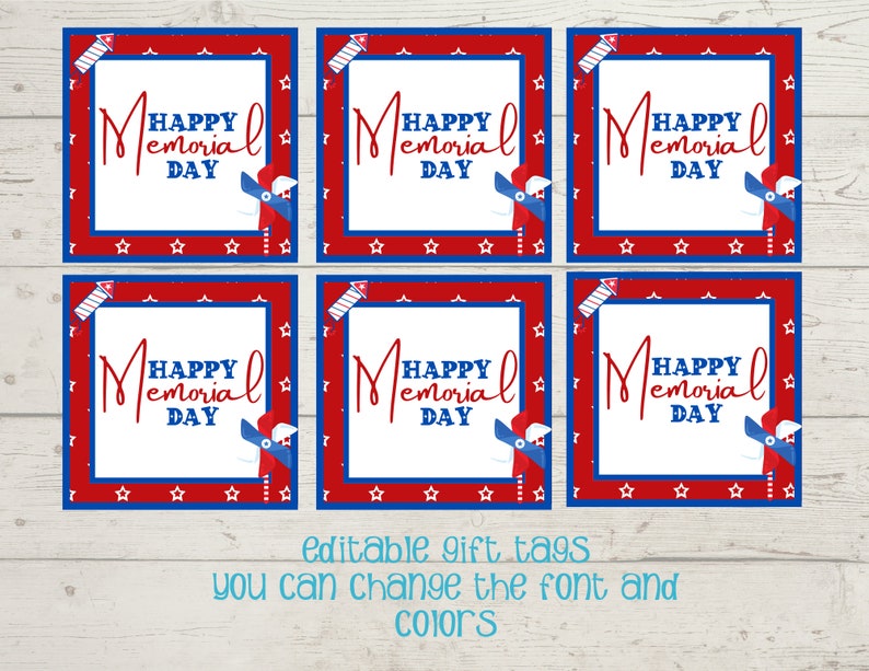 Editable Memorial Day Gift Tag , Memorial Day Favor Tag Template ...