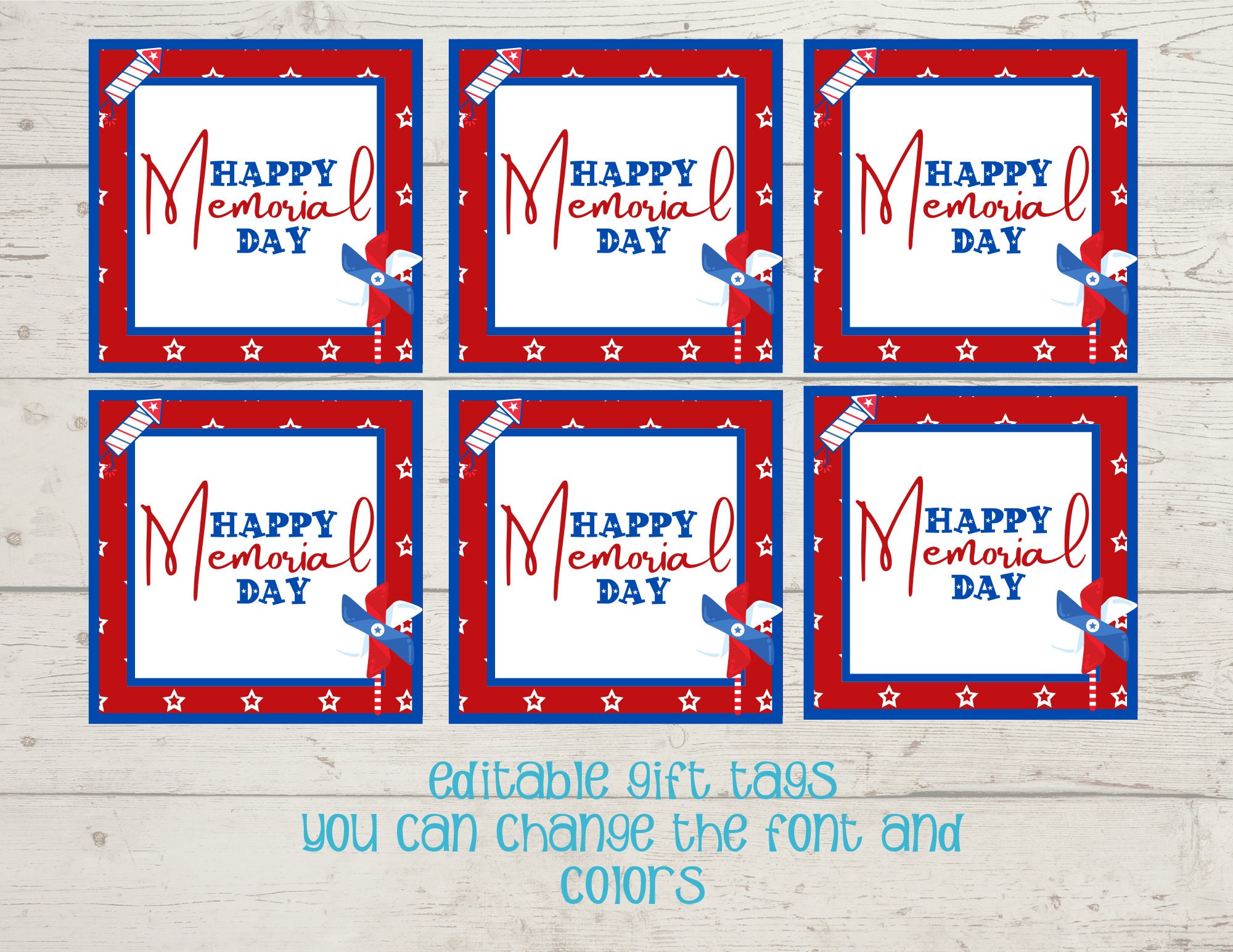 Editable Memorial Day Gift Tag , Memorial Day Favor Tag Template ...