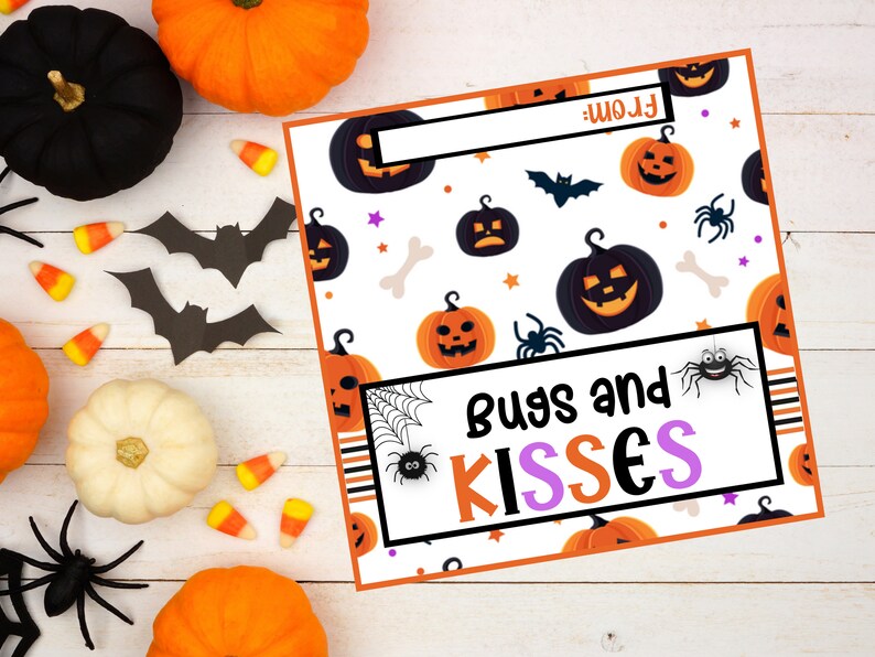 Editable Halloween Gift Tag , Bugs and Kisses, Gift Tag for Students ...