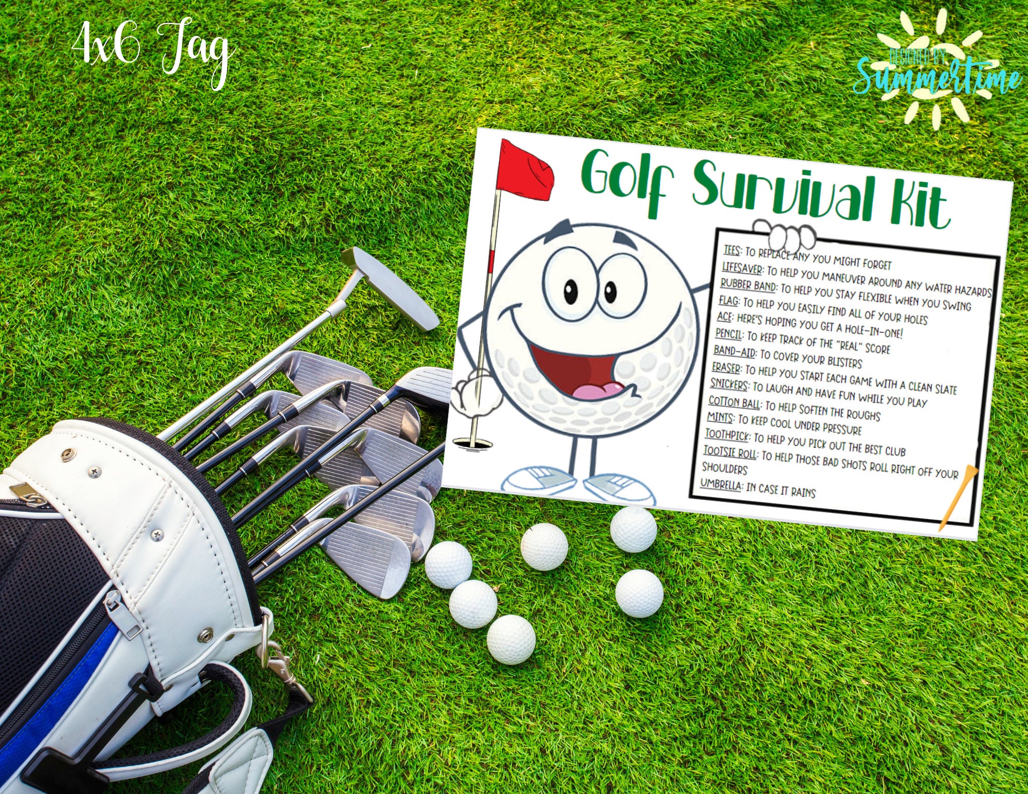 Editable Golf Survival Kit Tag , Golf Camp, Tryouts , Candy Survival ...