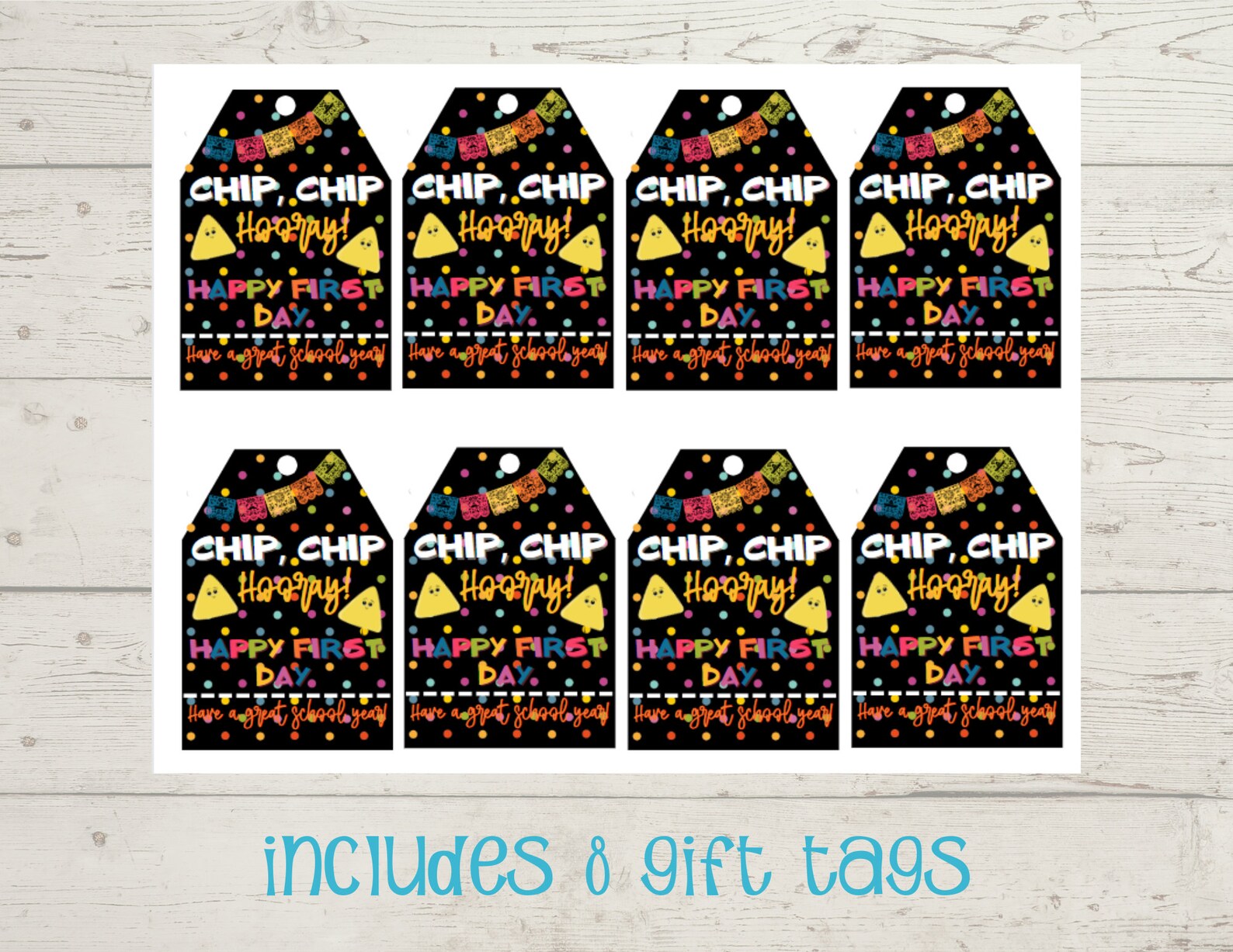 Editable Chip Chip Hooray Tag , First Day of School Tag , Gift Tags for ...