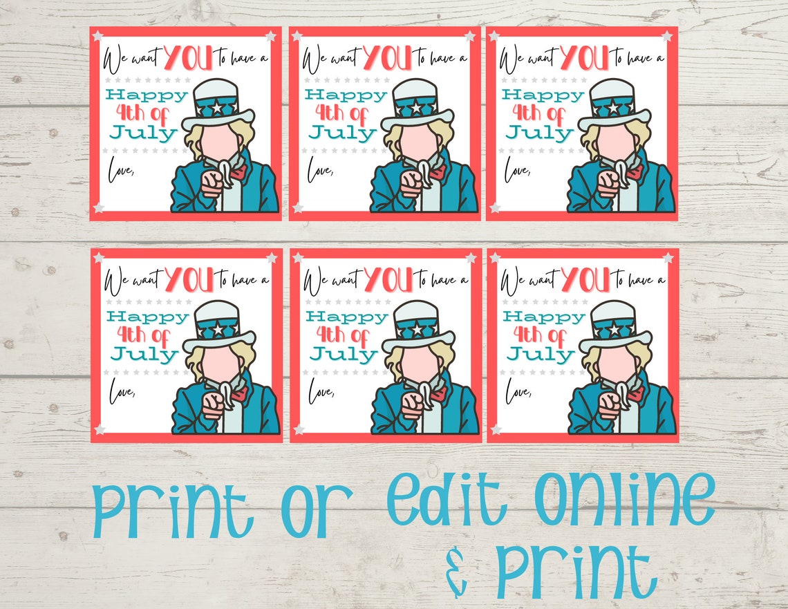 Editable Fourth of July Gift Tag 4th of July Favor Tag - Etsy