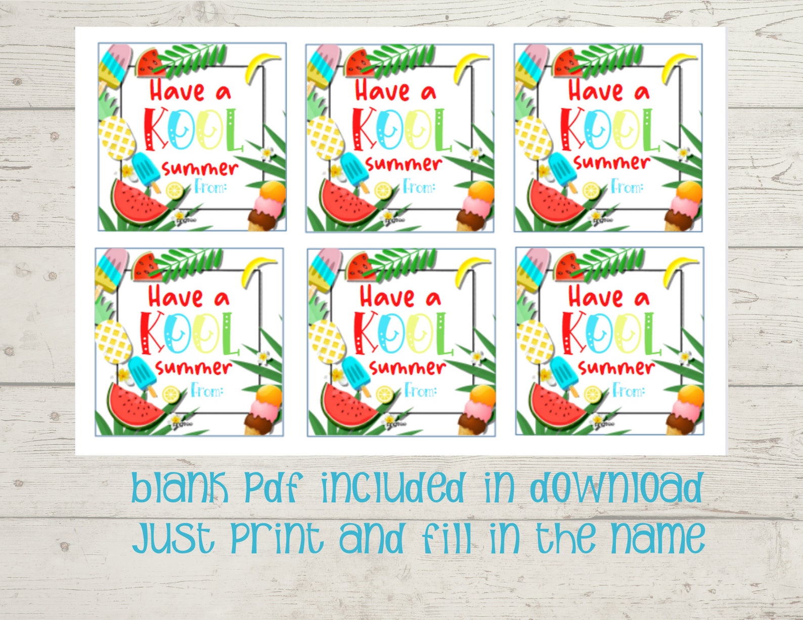 Editable End of Year Gift Tag , Kool/cool Summer Tag , End of Year Gift ...