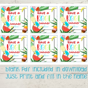 Editable End of Year Gift Tag , Kool/cool Summer Tag , End of Year Gift ...