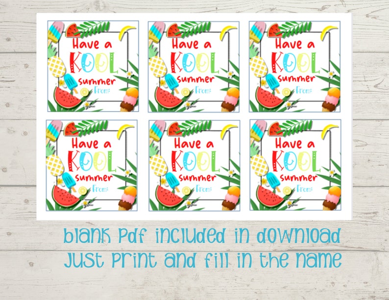 Editable End of Year Gift Tag , Kool/cool Summer Tag , End of Year Gift ...