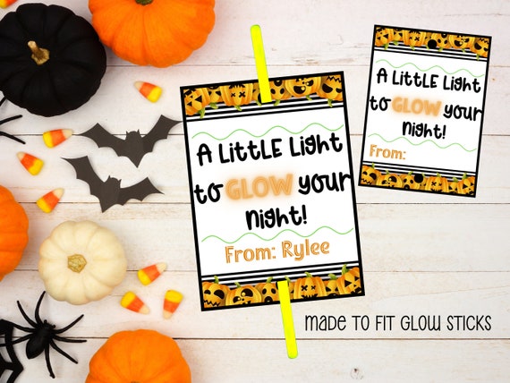 Editable Halloween Gift Tag Glow Stick Gift Tag Gift Tag - Etsy