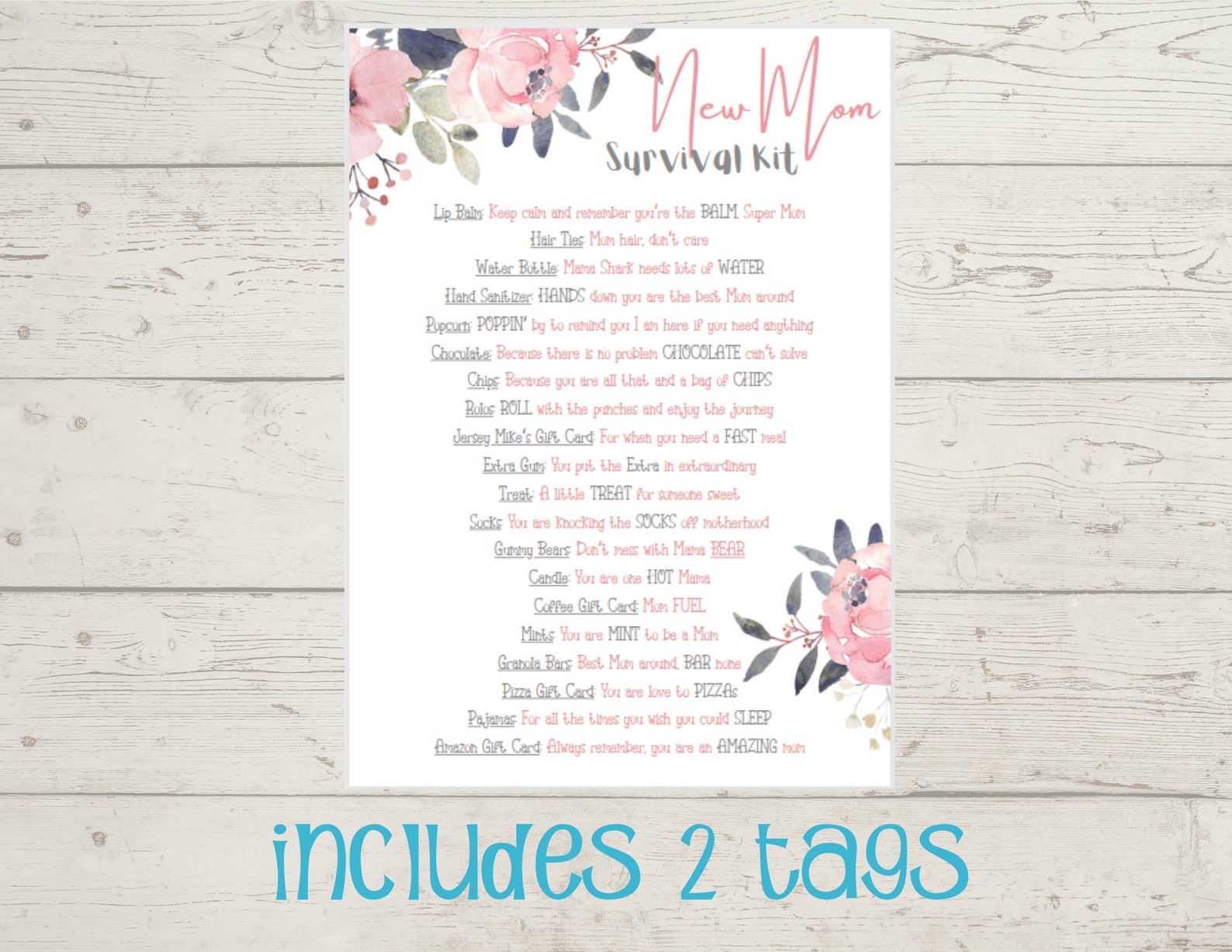 Editable New Mom Survival Kit Tag , New Mother , Mother Survival Kit ...