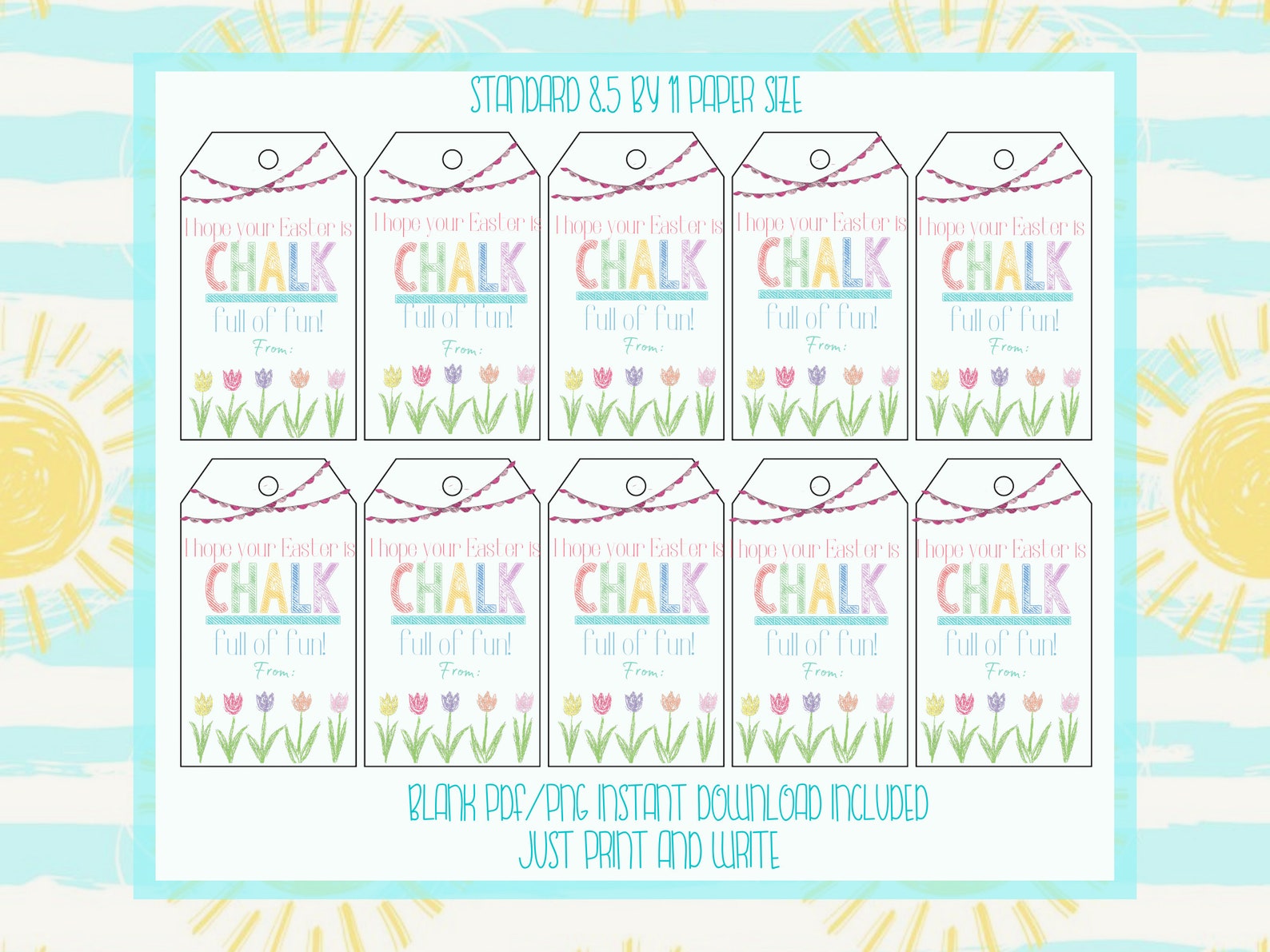 Editable Easter Chalk Favor Tag , Chalk Full of Fun Tag , Easter Tag ...